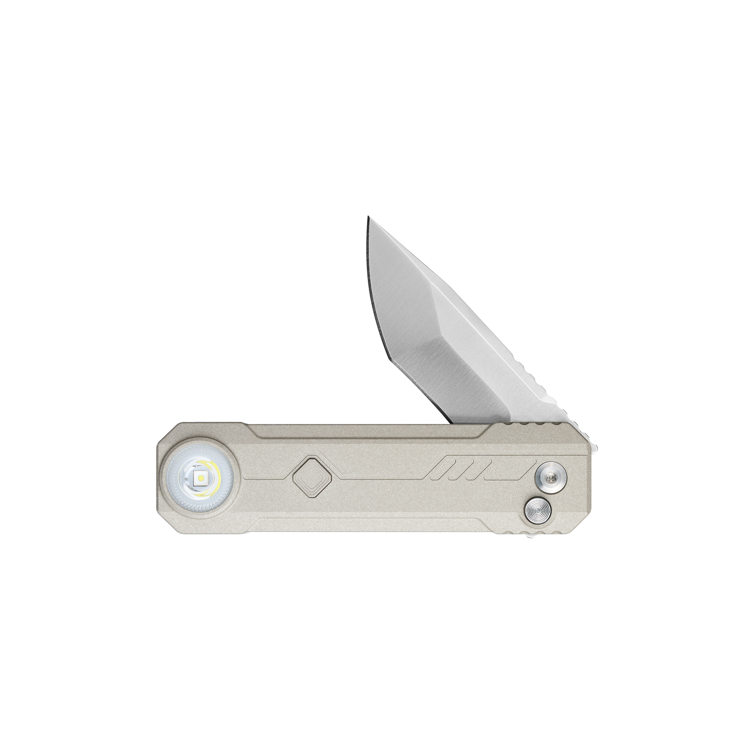 OKNIFE LK Folding Knife with Flashlight, 2-in-1 Button Lock Pocket ...