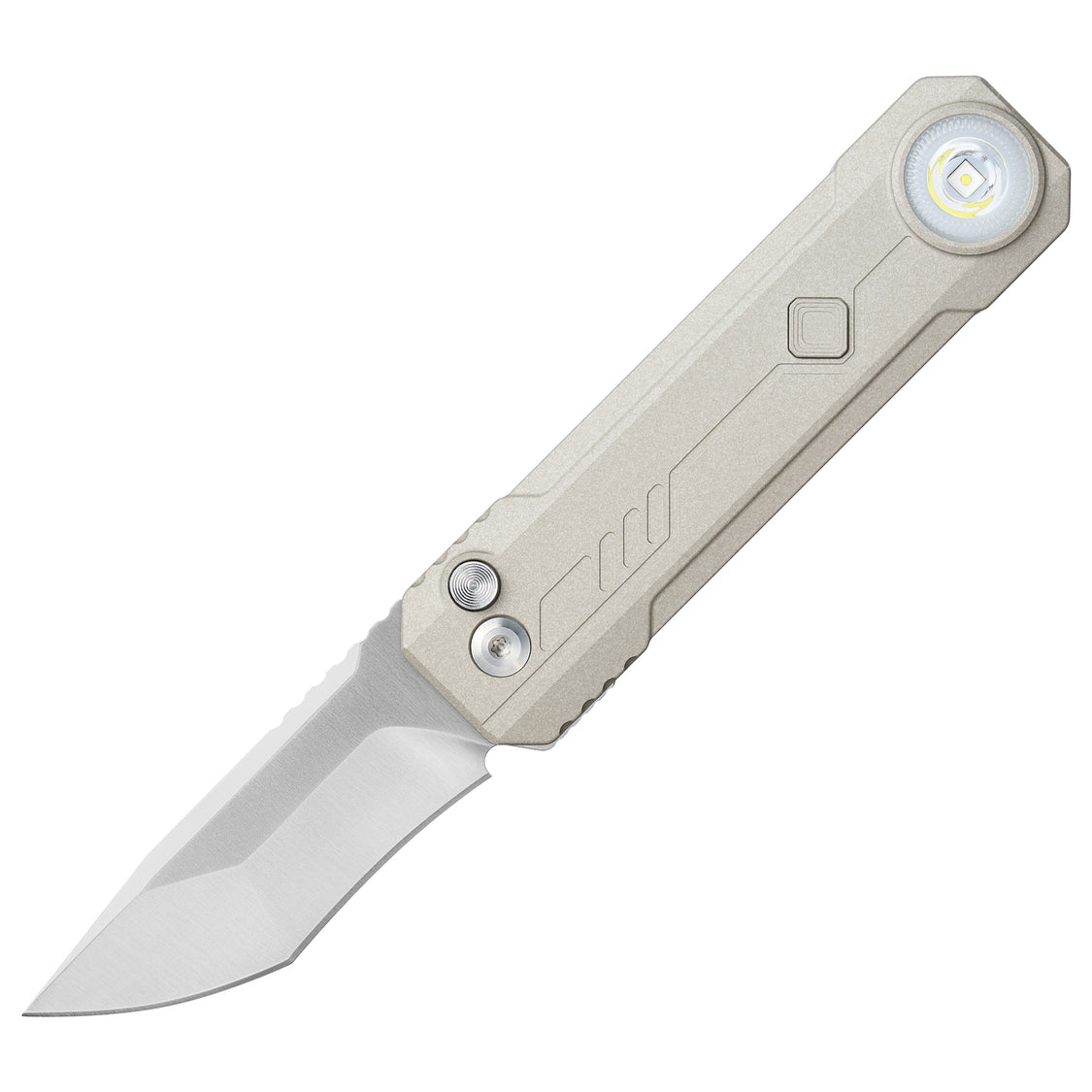 OKNIFE LK Folding Knife with Flashlight, 2-in-1 Button Lock Pocket ...